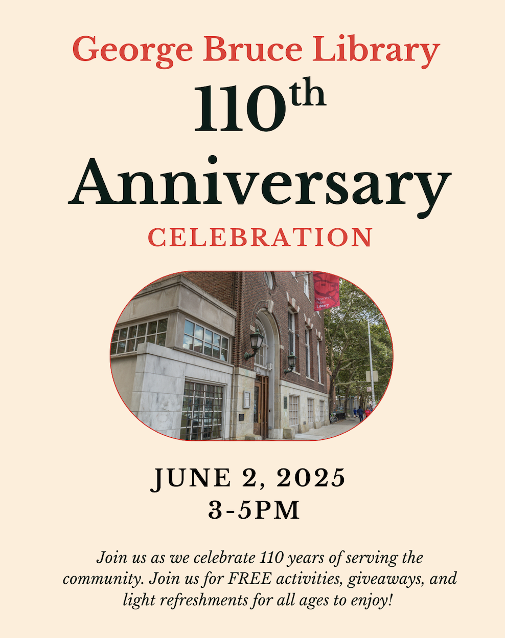 George Bruce Library 110th Anniversary | Columbia Neighbors